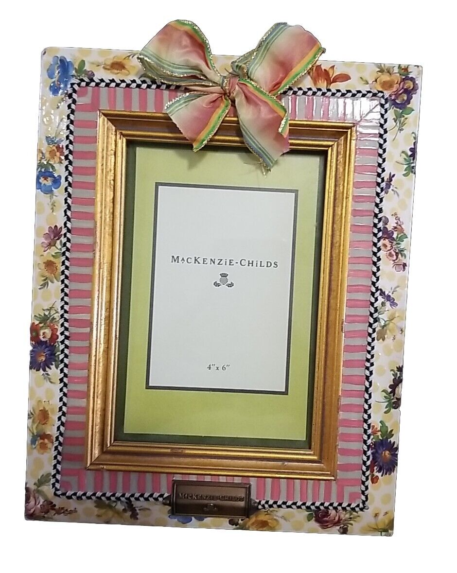 MACKENZIE CHILDS Picture Frame Buttercup Hand Painted 4x6 photo in 9x7 ...